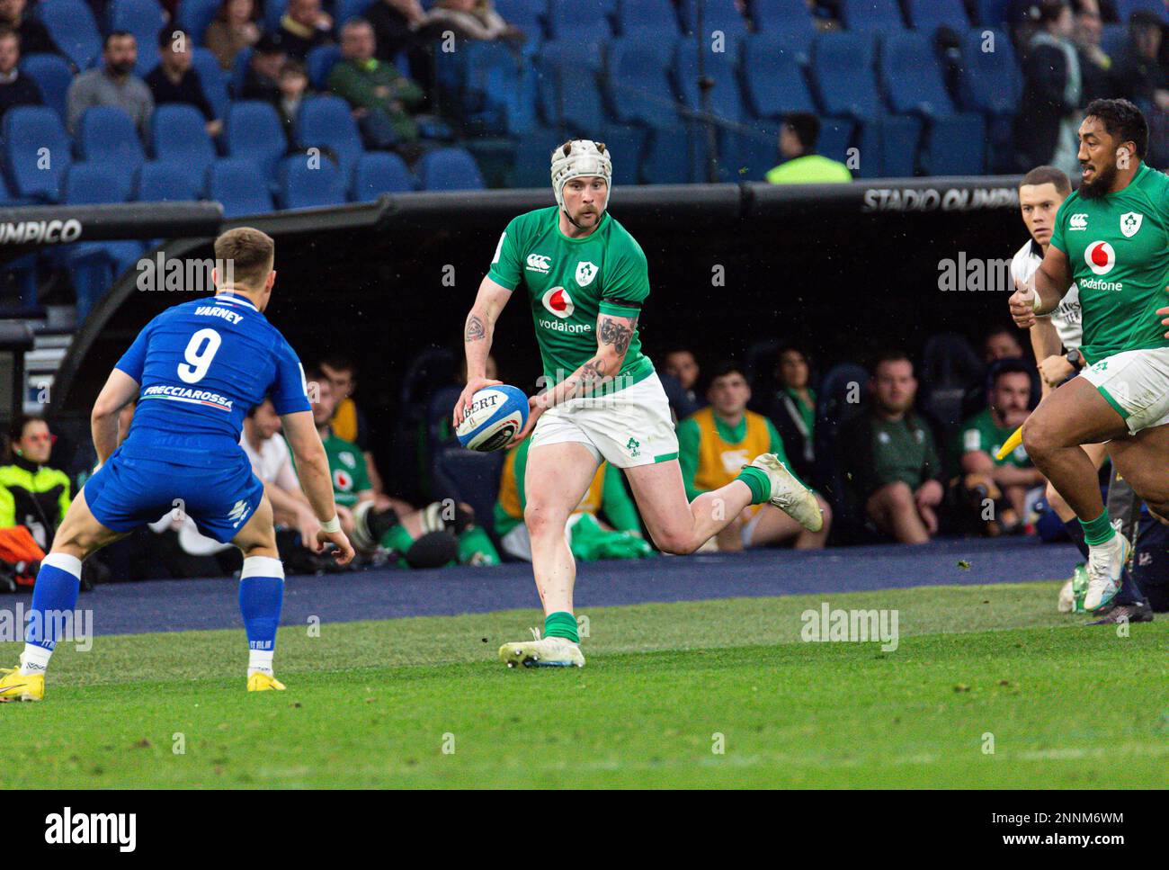 Mack Hansen running with the ball during the Italy v Ireland Six ...