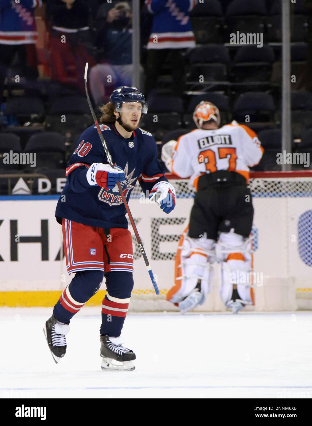 New York Rangers' Artemi Panarin (10) celebrates his goal during the ...