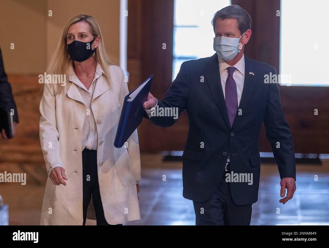 Governor Brian Kemp and First Lady Marty Kemp are greeted before ...