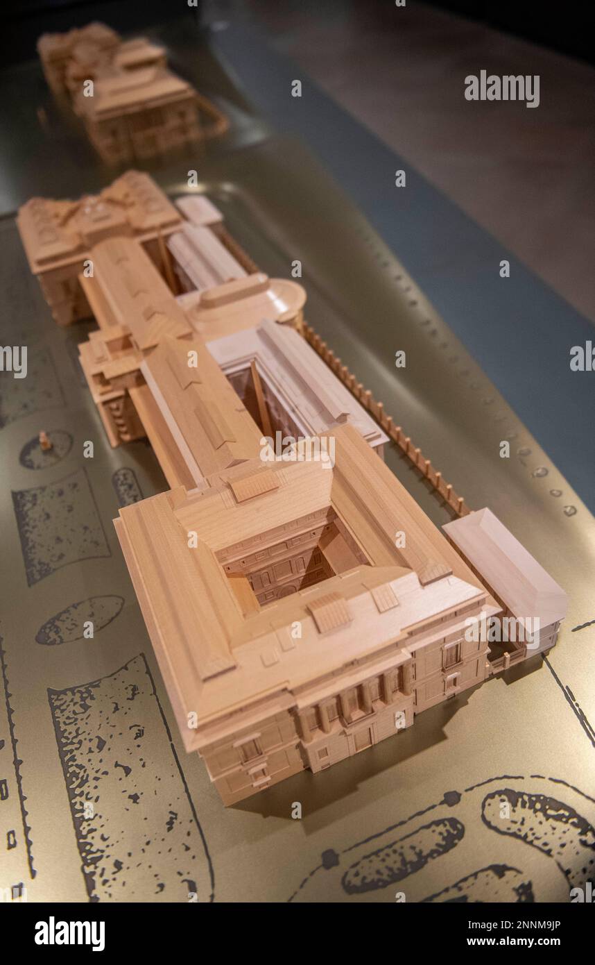 A model of the Prado Museum, in one of the rooms that the gallery has ...