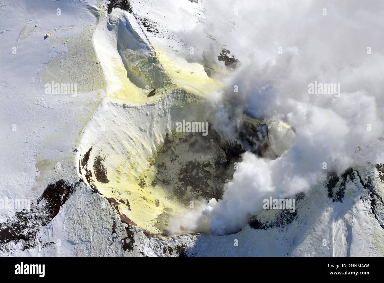 An aerial photo shows Mount Tokachi (Tokachidake) in Biei and ...