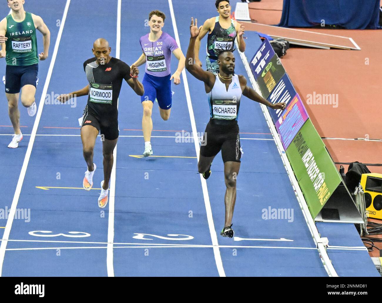 Birmingham, UK, 25 February 2023. Jereem RICHARDS (Trinidad and Tobago ...