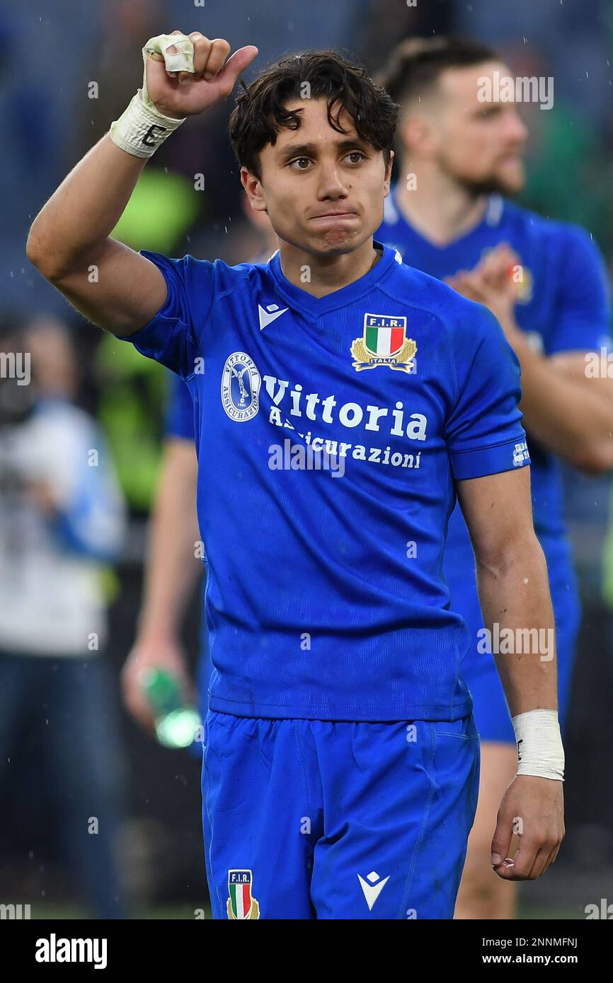 Rome, Italy. 25th Feb 2023. Ange Capuozzo of Italy during 6 Nations ...