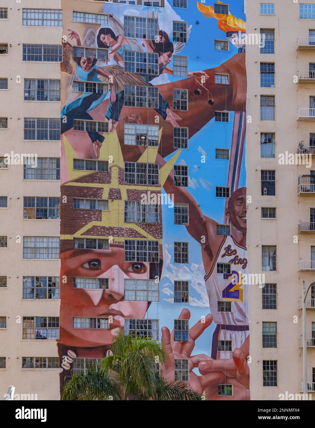 A picture of the Angelus mural (left side), created in 2017 by Robert ...