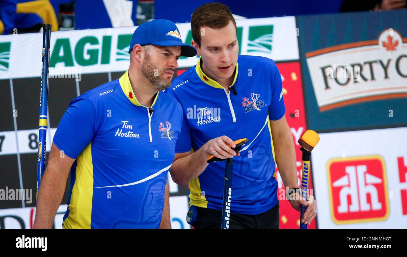 Team Alberta skip Brendan Bottcher, right, and third Darren Moulding ...