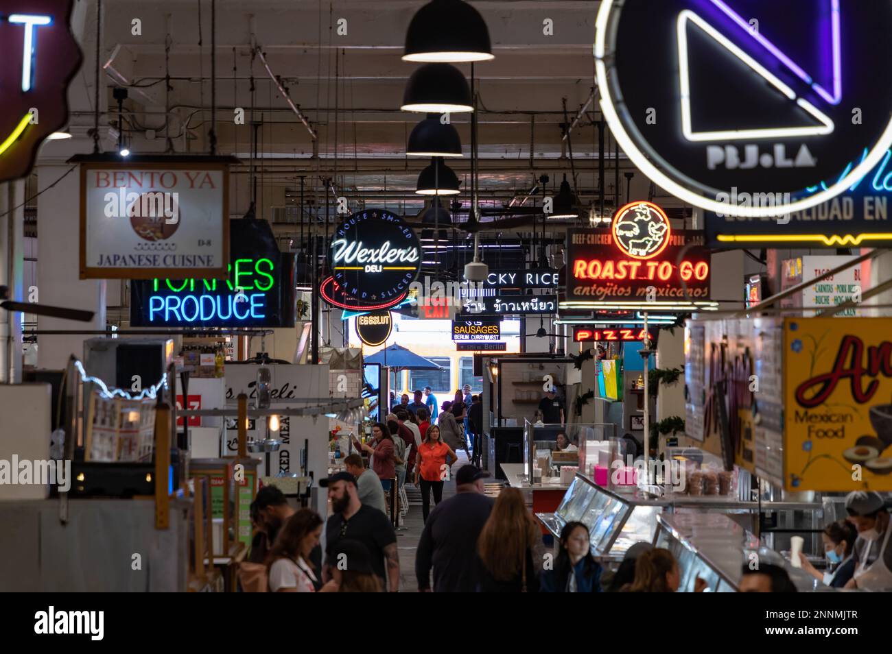A picture of the neon signs inside the Grand Central Market Stock Photo ...