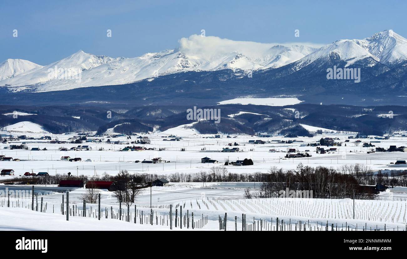 A photo shows Mount Tokachi (Tokachidake) in KamifuranoTown, Hokkaido ...