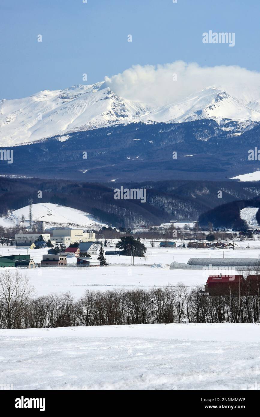 A photo shows Mount Tokachi (Tokachidake) in KamifuranoTown, Hokkaido ...