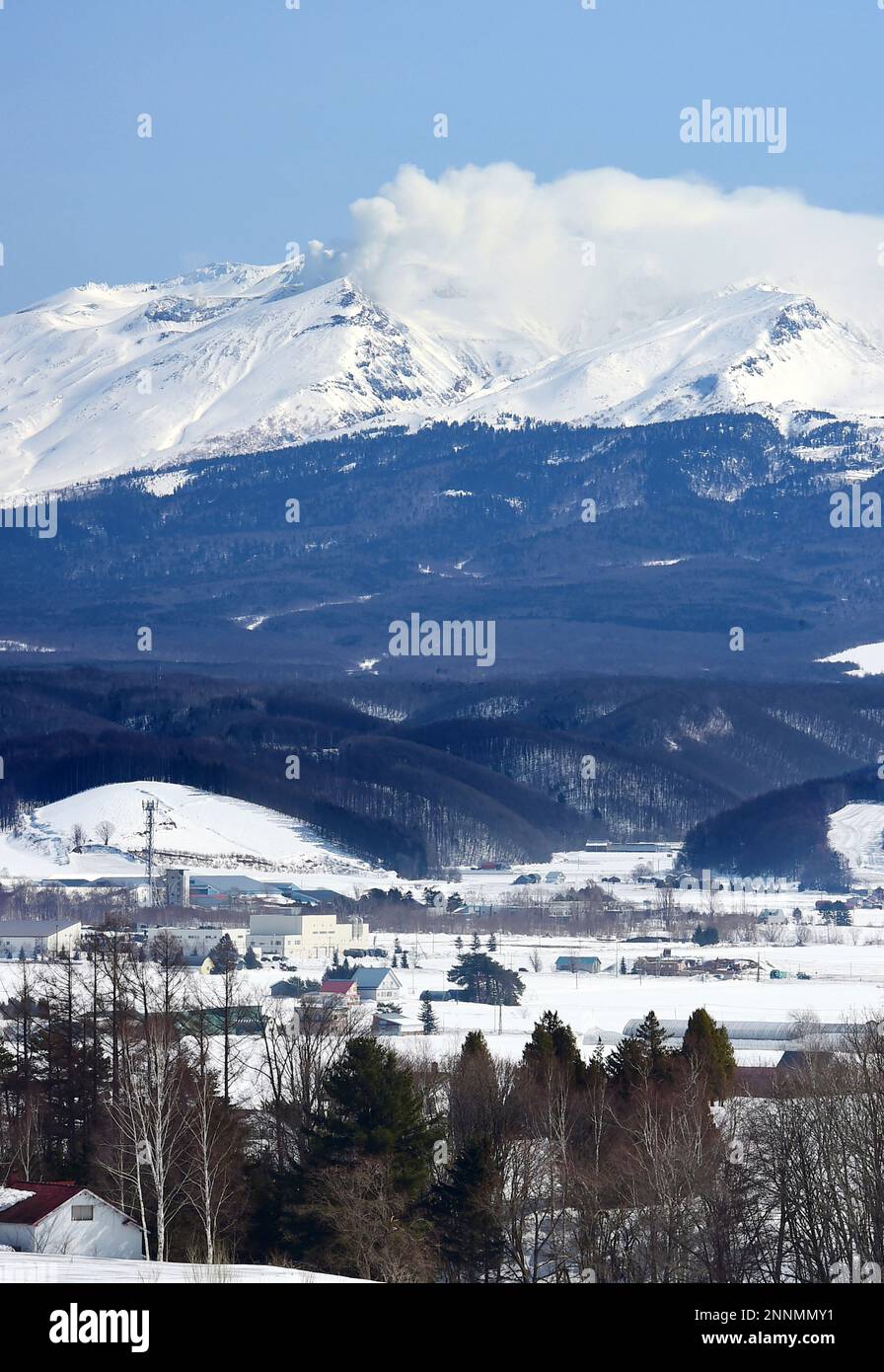 A photo shows Mount Tokachi (Tokachidake) in KamifuranoTown, Hokkaido ...