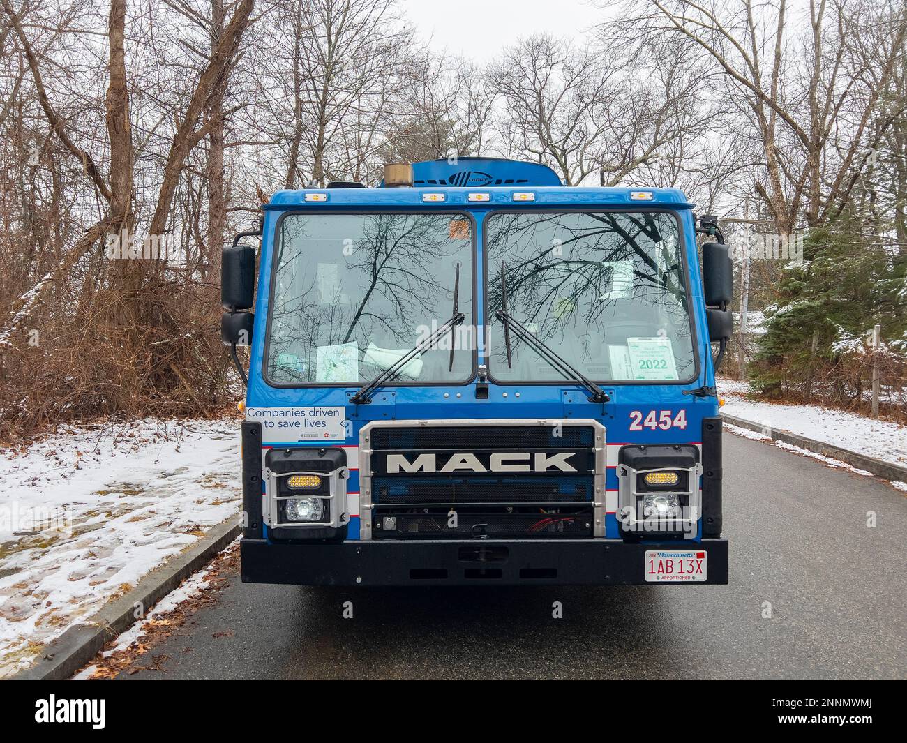 Republic Services garbage truck collect trash and recycle dust bins in ...