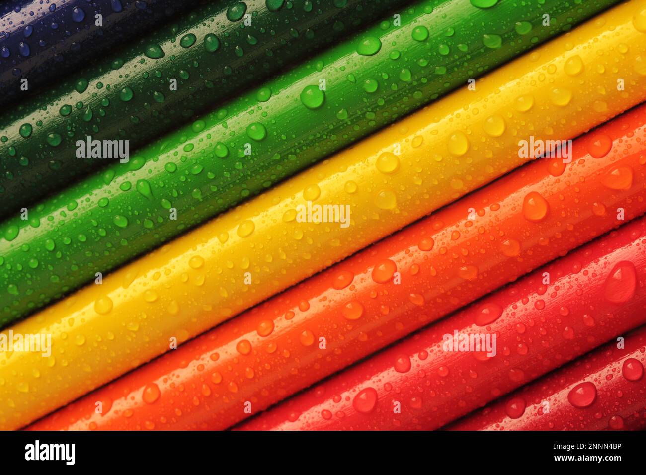 Water droplets On Colourful Pencil Crayons Stock Photo - Alamy