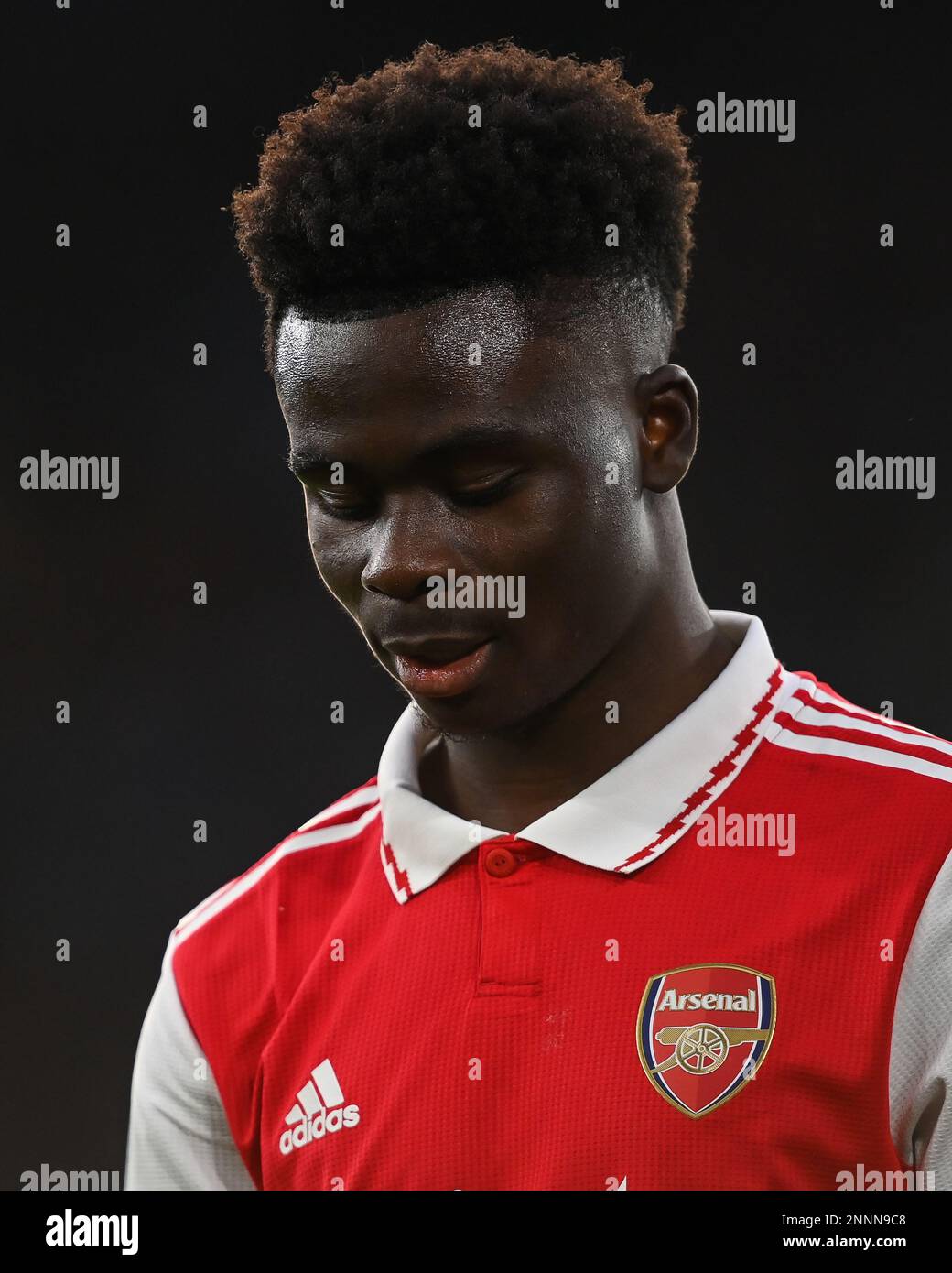 Bukayo Saka #7 of Arsenal during the Premier League match Leicester ...