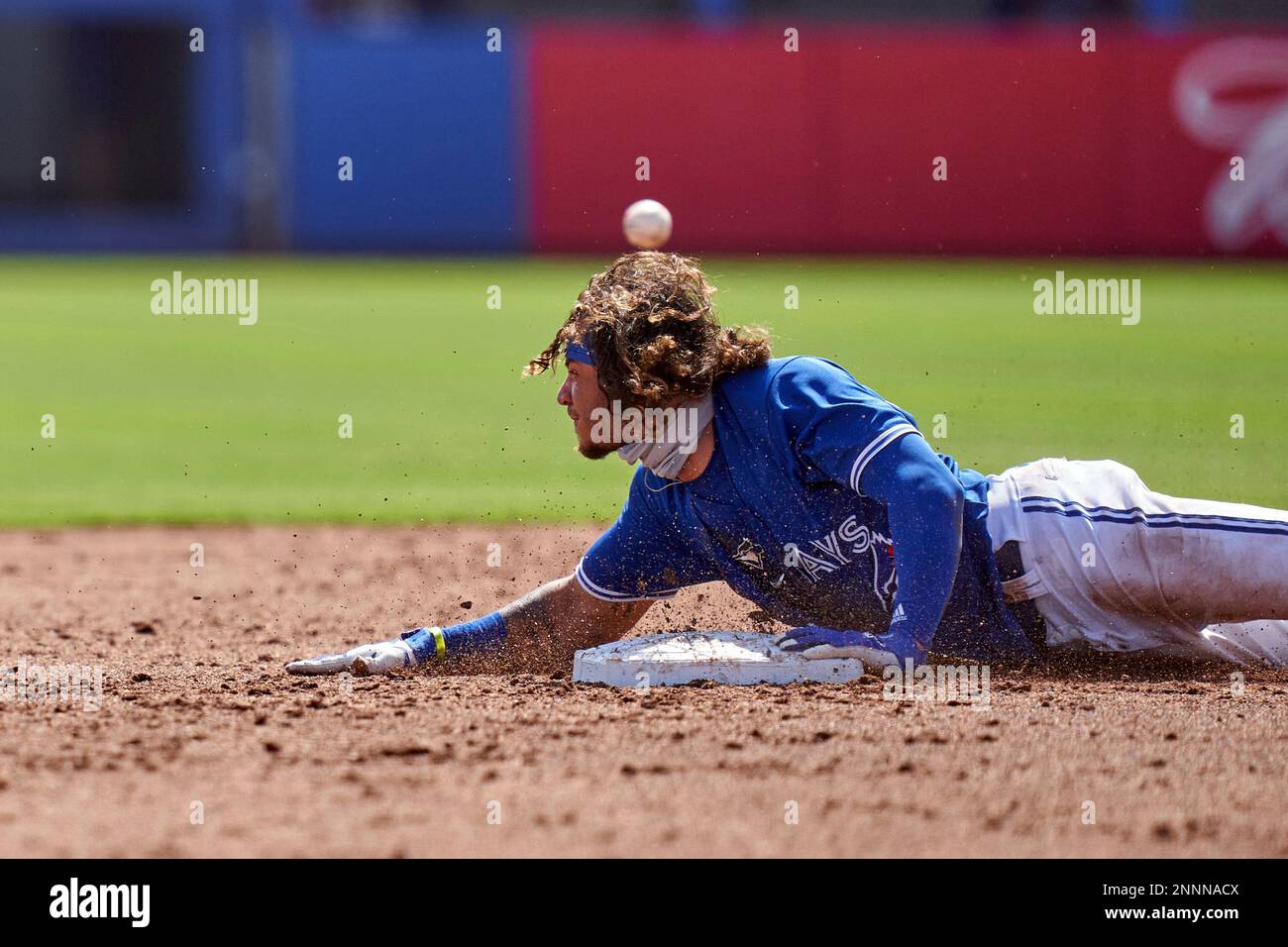Toronto Blue Jays Austin Martin (80) slides safely into second on a ...