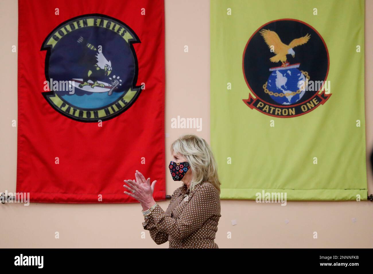 First lady Jill Biden applauds Tuesday, March 9, 2021, at Naval Air ...
