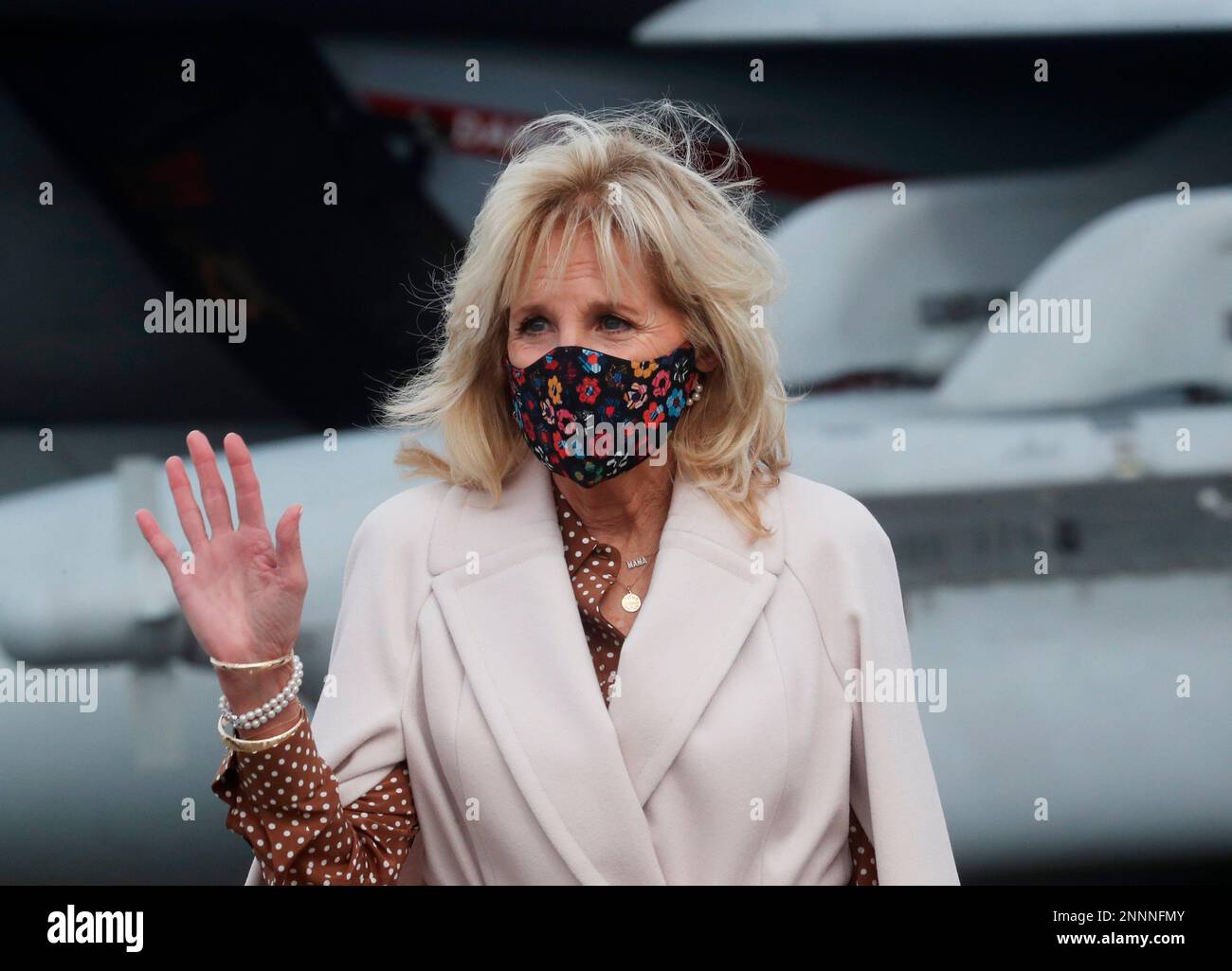 First lady Jill Biden, gestures as she is given a tour of Growler ...