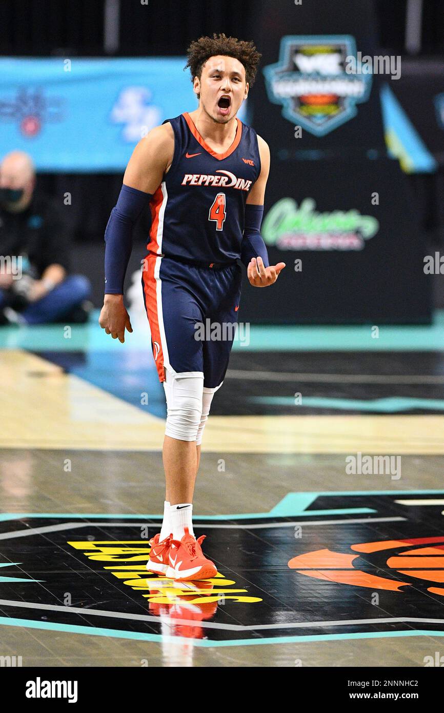 LAS VEGAS, NV - MARCH 08: Pepperdine guard Colbey Ross (4) reacts to ...