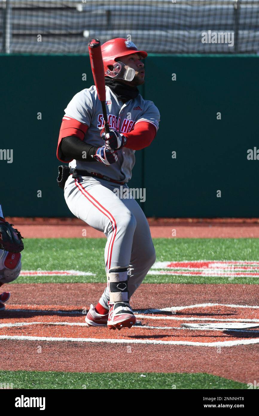 Sacred Heart University Pioneers outfielder Isiah Daubon (4) during ...