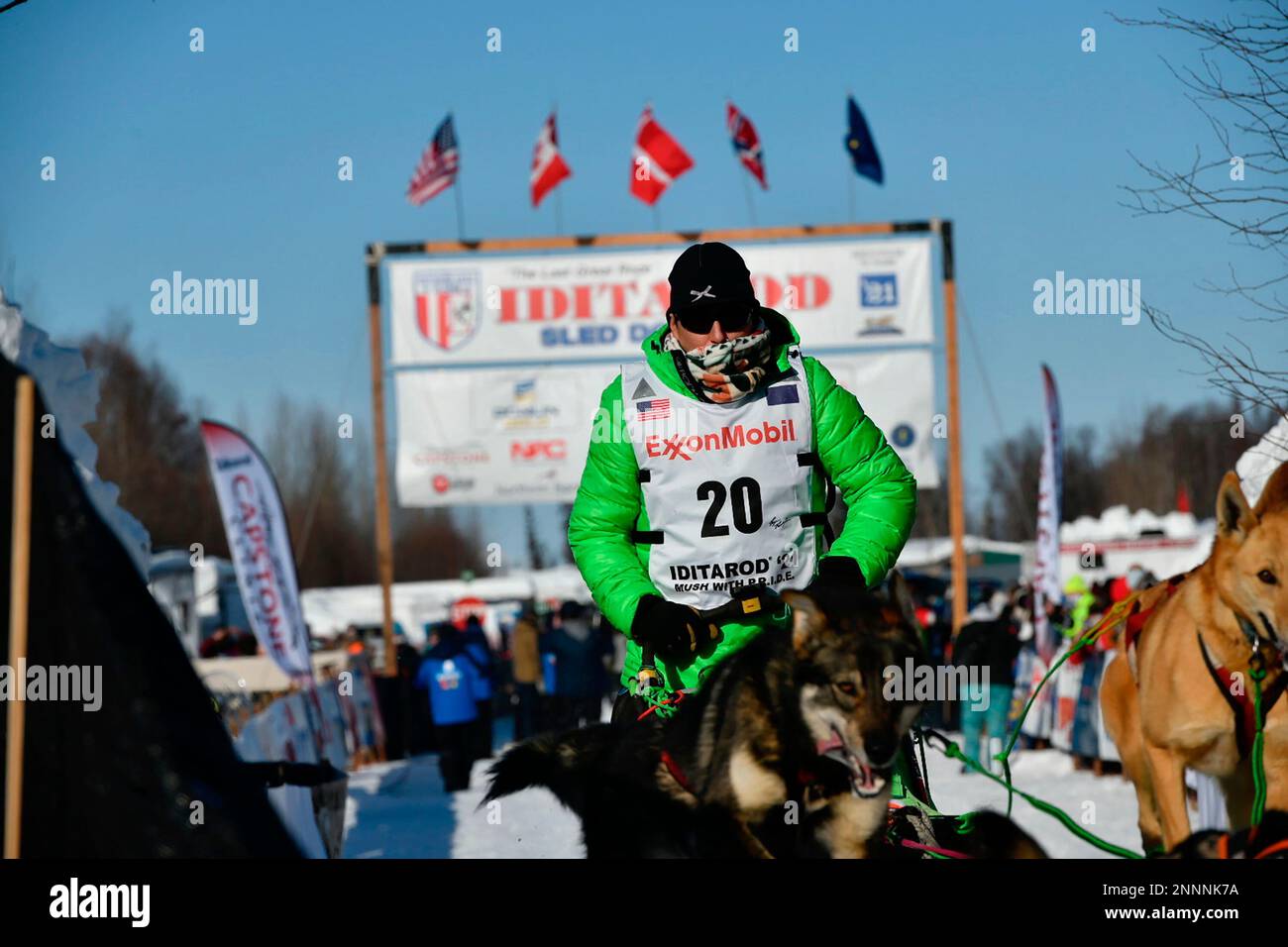 Ryan Redington leaves the Iditarod Sled Dog Race start area at Deshka ...