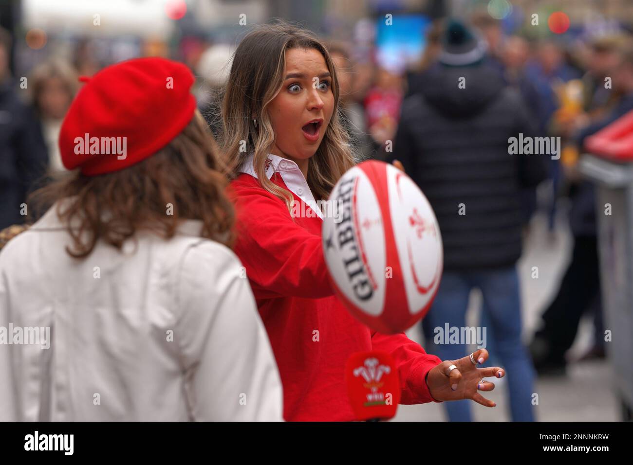 Wales and England fans enjoying the atmosphere in Cardiff before the ...