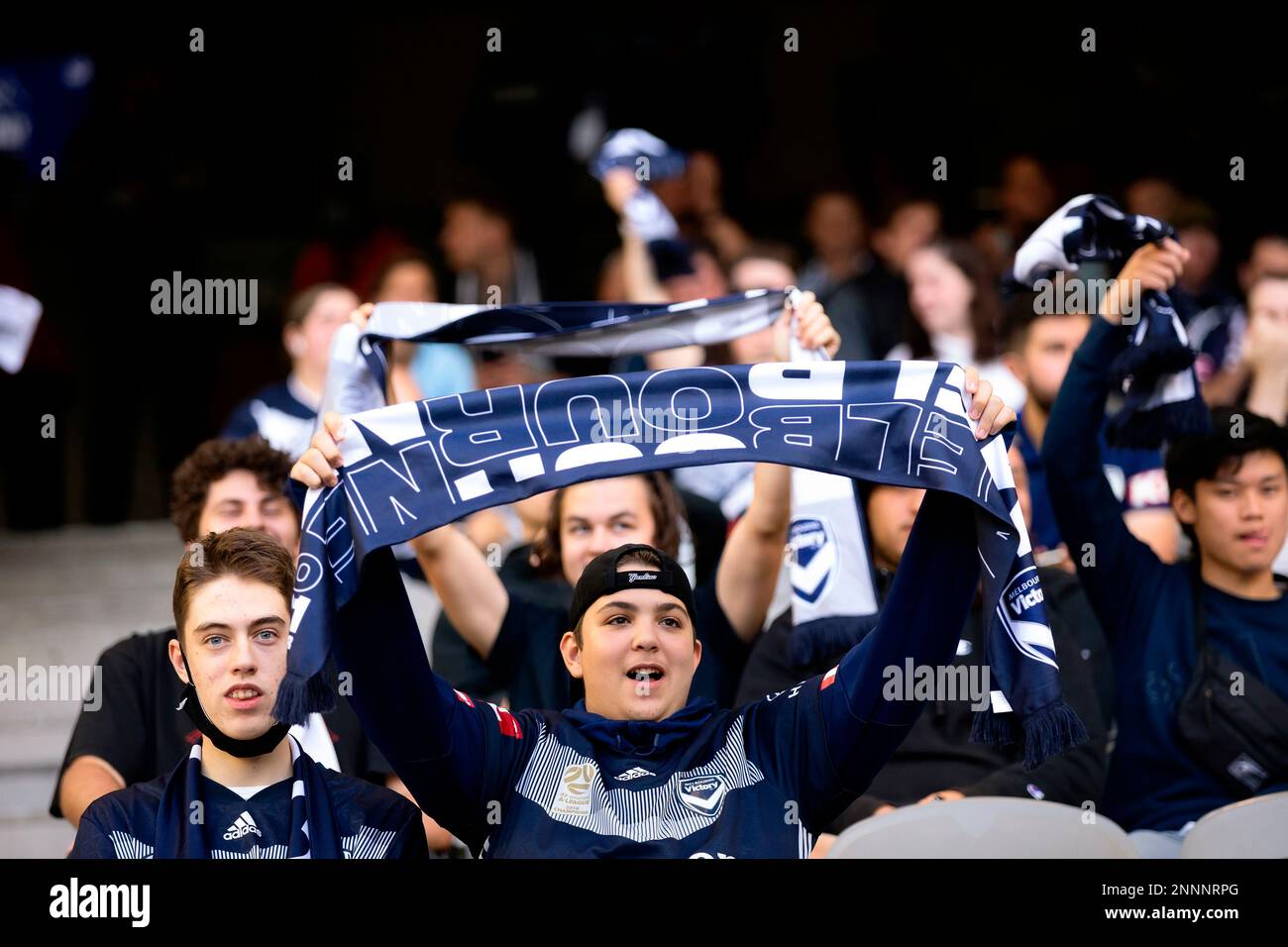 MELBOURNE, AUSTRALIA - MARCH 06: Melbourne Victory fans during the ...