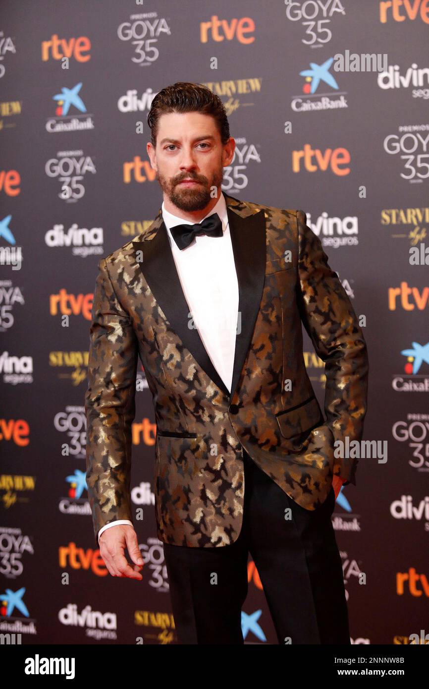 The actor Adrián Lastra , poses on the red carpet at the 35th edition ...