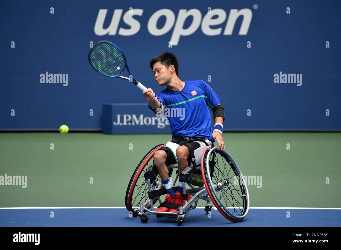 Shingo Kunieda in action against Alfie Hewett during a wheelchair men's ...
