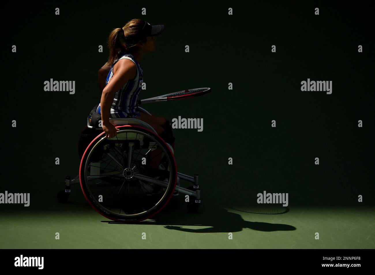 Yui Kamiji in action against Diede de Groot during the wheelchair women ...