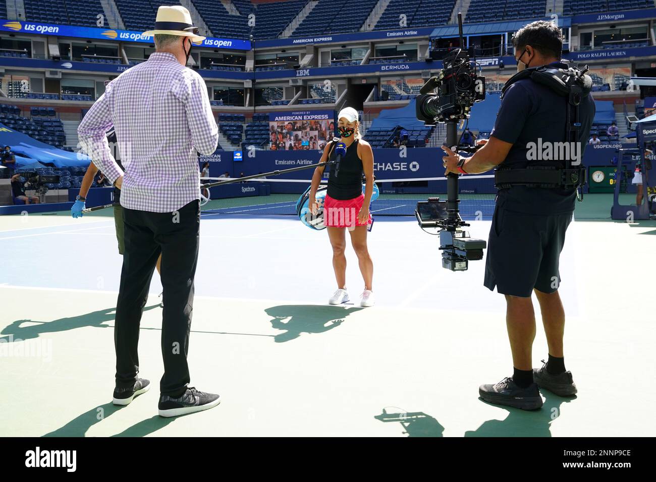 Yulia Putintseva is interviewed on court prior to a women's singles ...