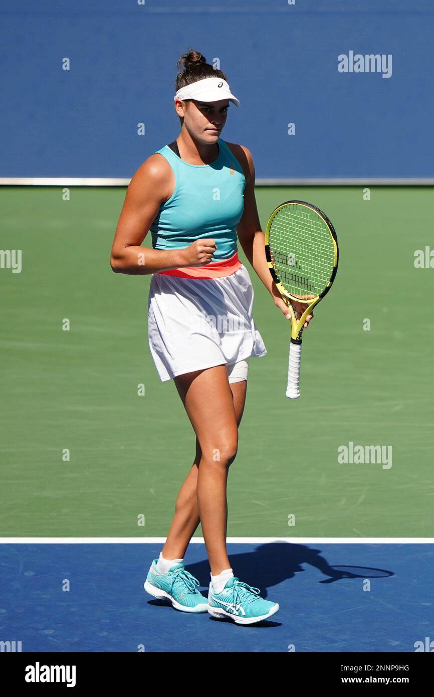 Jennifer Brady in action against Yulia Putintseva during a women's ...