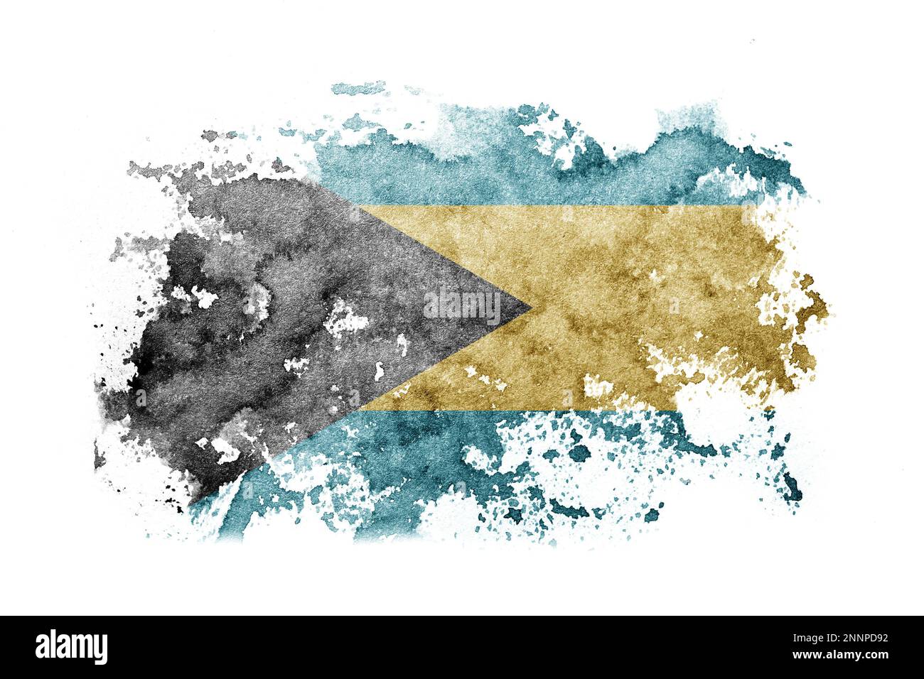 Bahamas, Bahamian flag background painted on white paper with ...