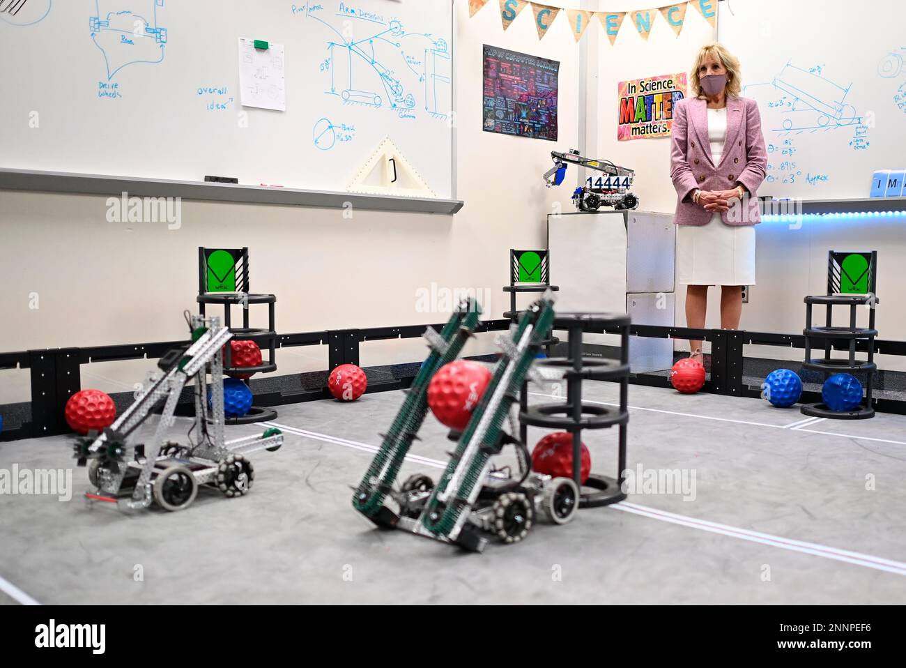 First lady Jill Biden visits a robotics lab as she tours Fort LeBoeuf ...