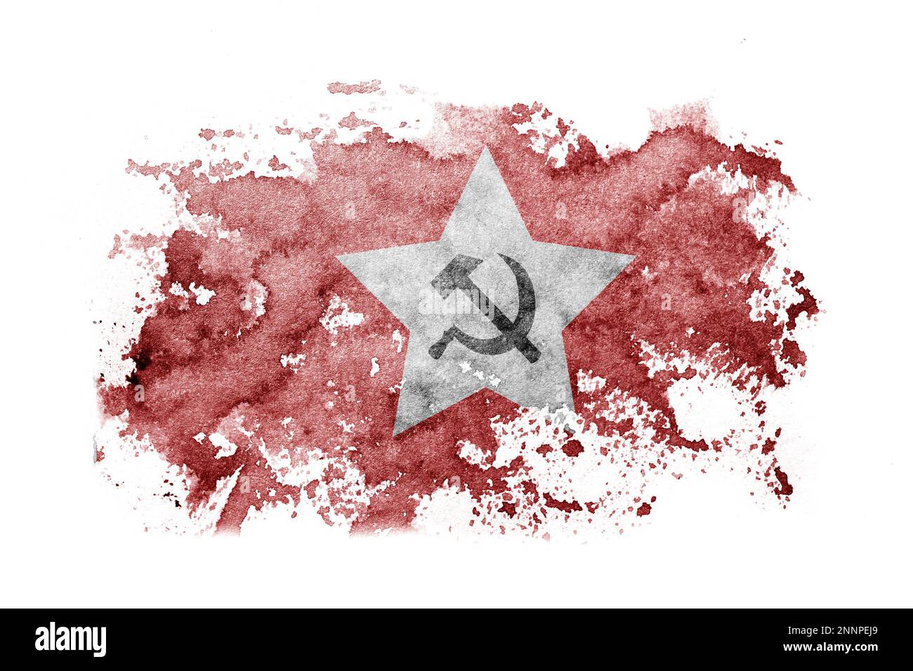 Chinese Workers and Peasants Red Army flag background painted on white ...