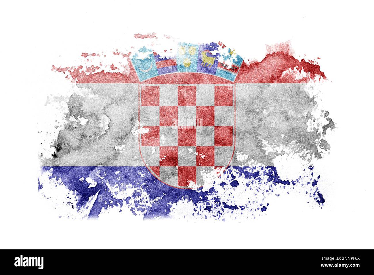 Croatia, Croatian flag background painted on white paper with ...
