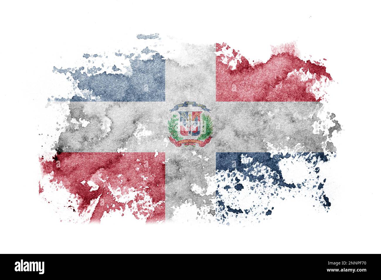 Dominican Republic flag background painted on white paper with ...