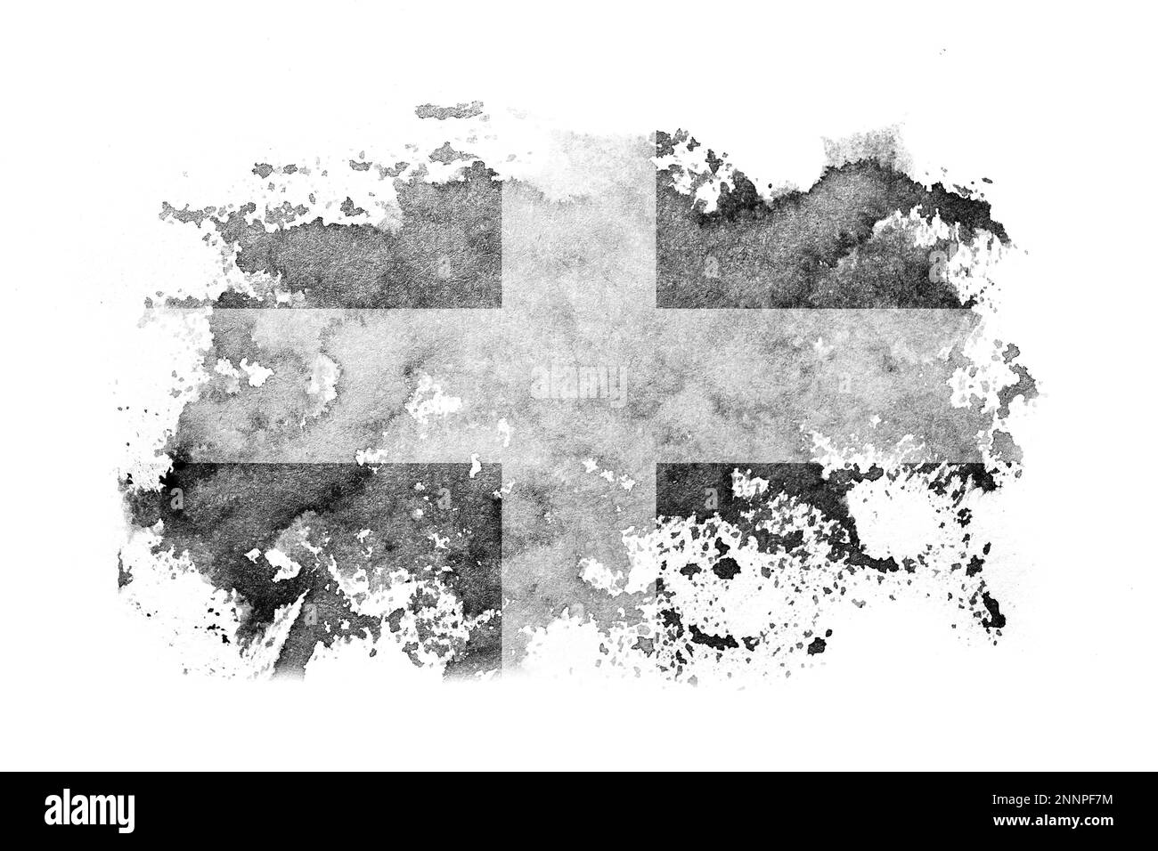 England, UK, Cornwall, Saint Piran flag background painted on white ...