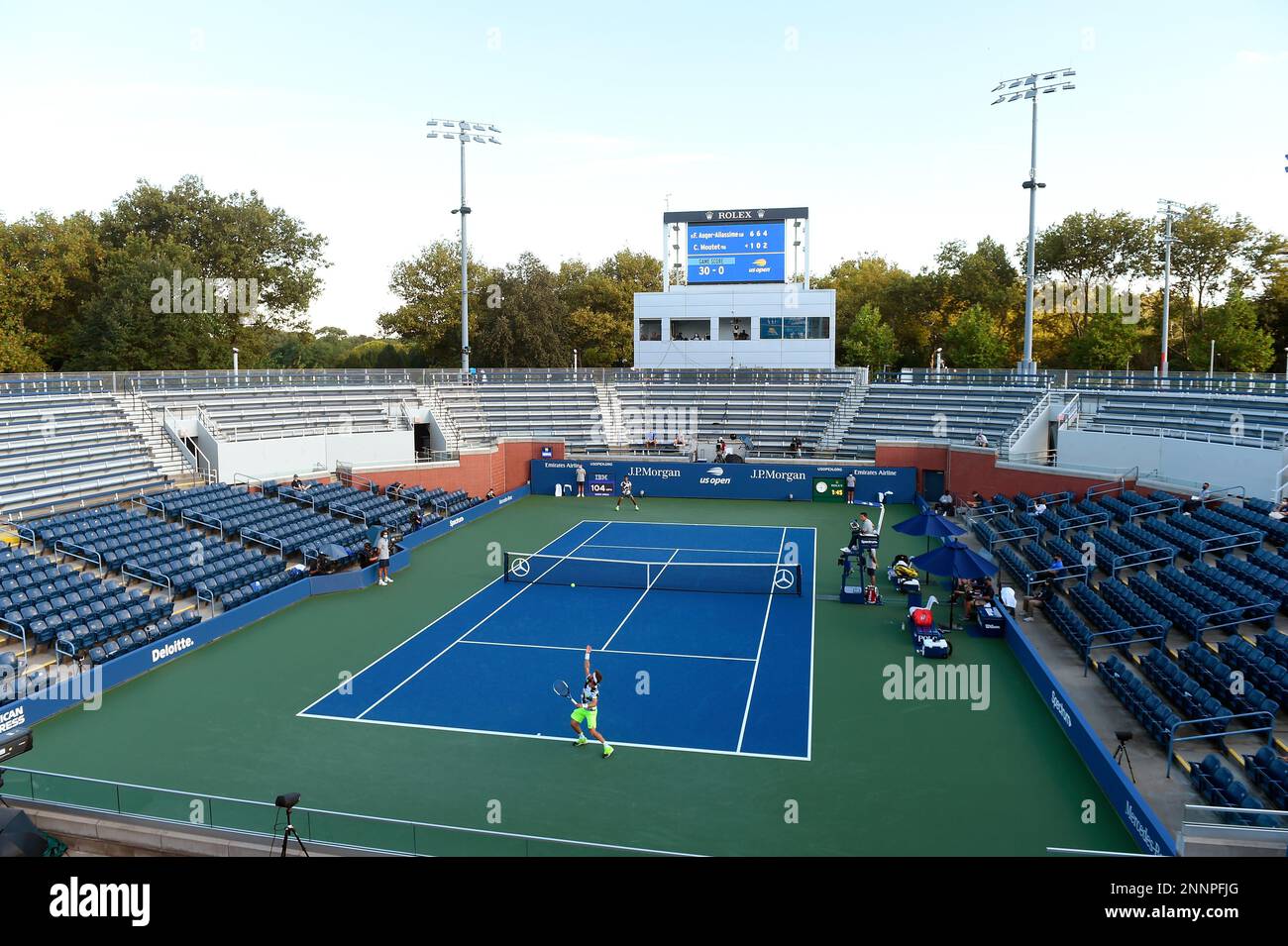 A Rolex scoreboard around the grounds at the 2020 US Open, Saturday ...