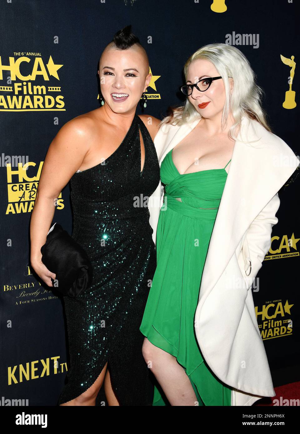 BEVERLY HILLS, CALIFORNIA - FEBRUARY 24: (L-R) Dana Han-Klein and Mary ...