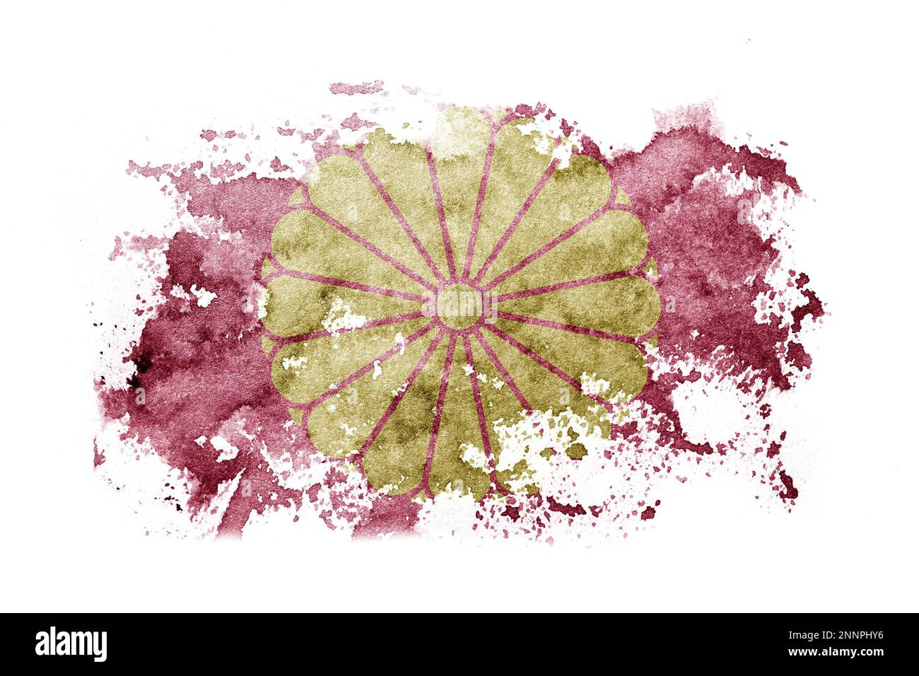 Japan, Japanese, Emperor flag background painted on white paper with ...