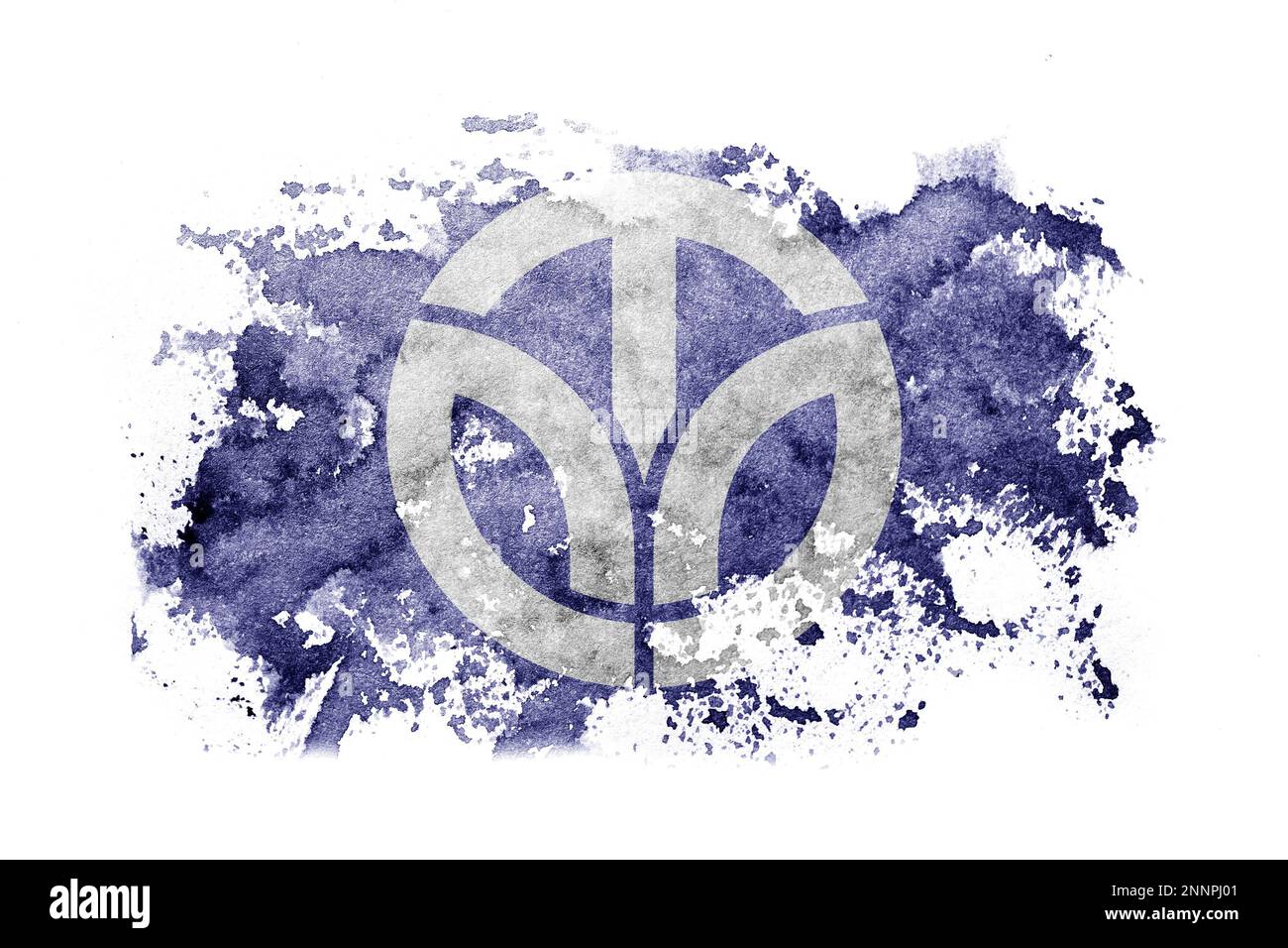 Japan, Japanese, Fukui Prefecture flag background painted on white ...