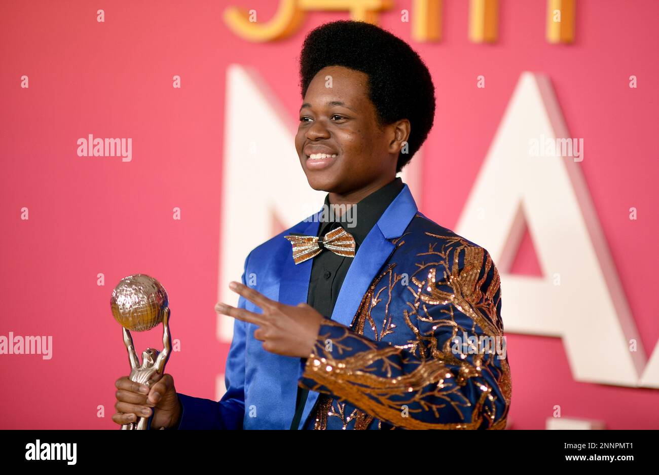 Bradley Ross Jackson arrives with the award for youth activist of the year at the 54th NAACP ...