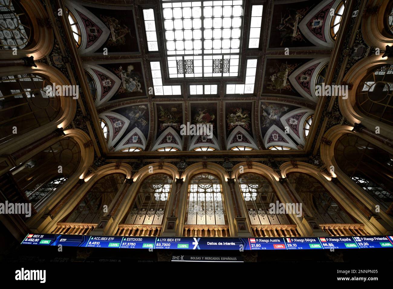 Inside the building of the Madrid Stock Exchange, (Spain), on March 3 ...