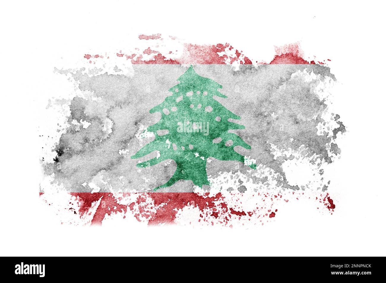 Lebanon, Lebanese flag background painted on white paper with ...