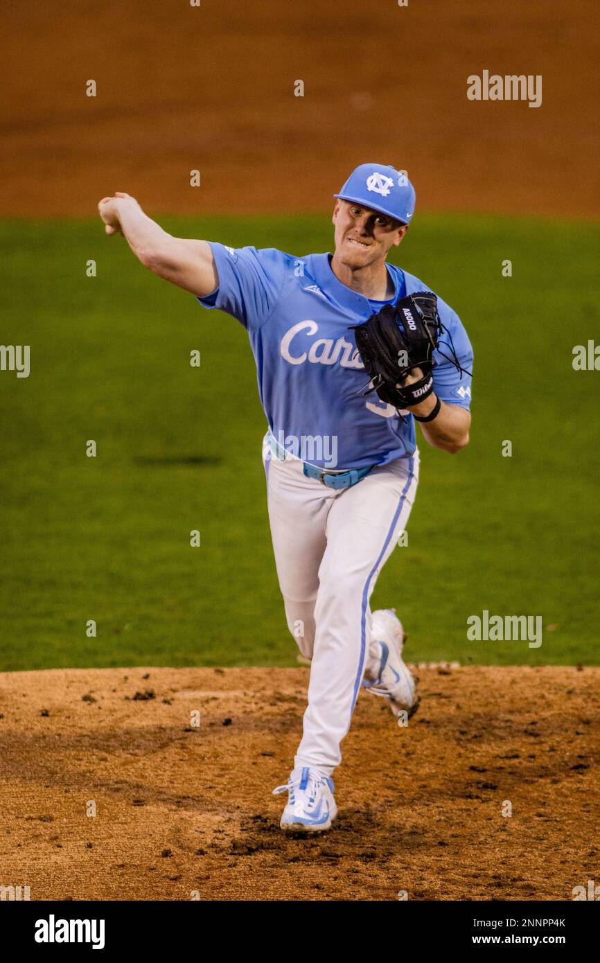 Greenville, NC, USA. 24th Feb, 2023. North Carolina Tar Heels pitcher ...