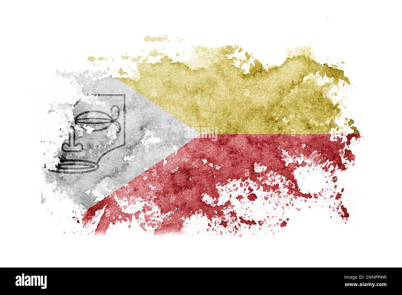 Marquesas Islands flag background painted on white paper with ...