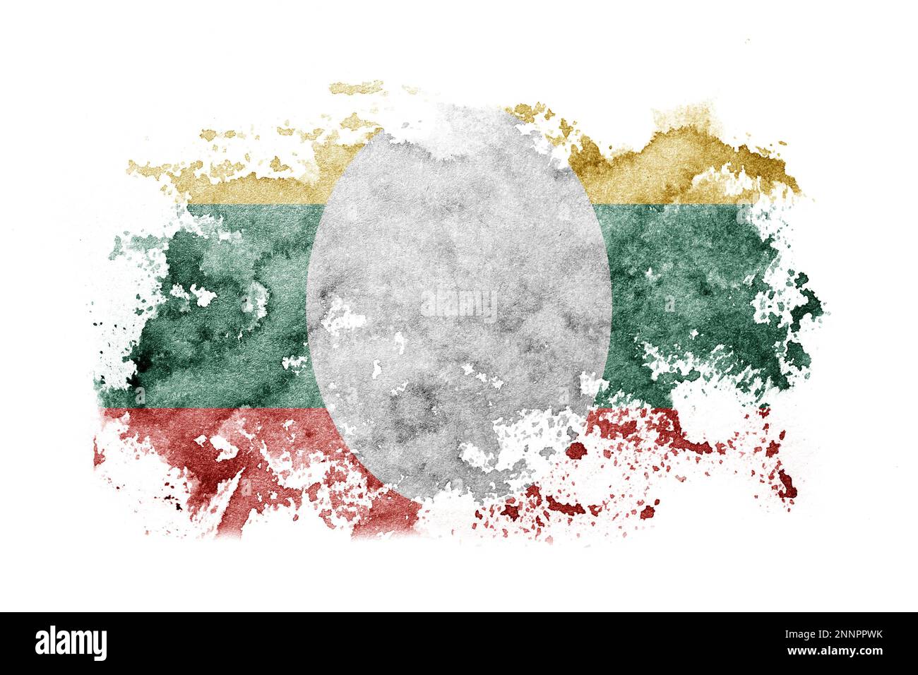 Myanmar, Shan, State flag background painted on white paper with ...