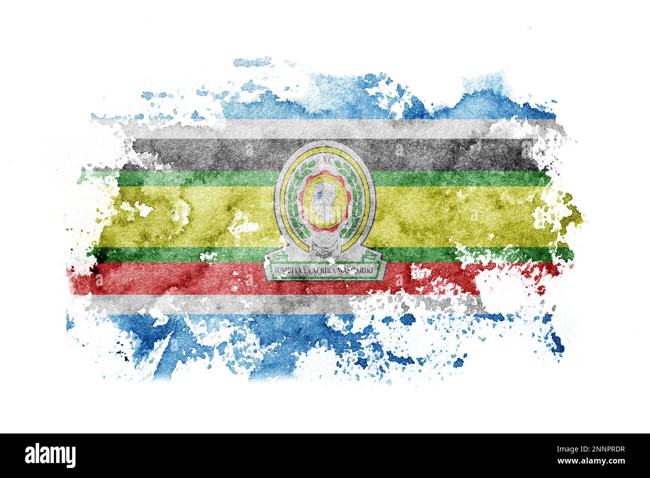 Organizations, East African Community flag background painted on white ...