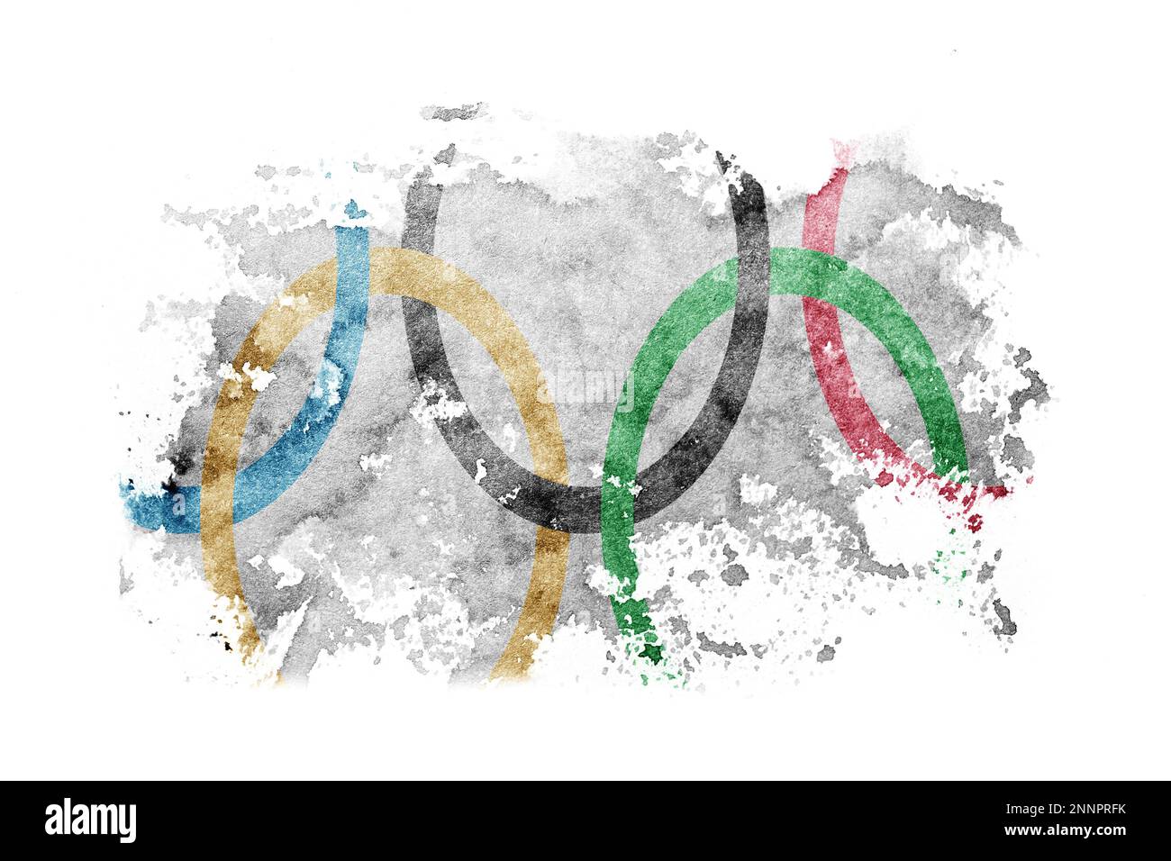 Organizations, Olympic flag background painted on white paper with ...