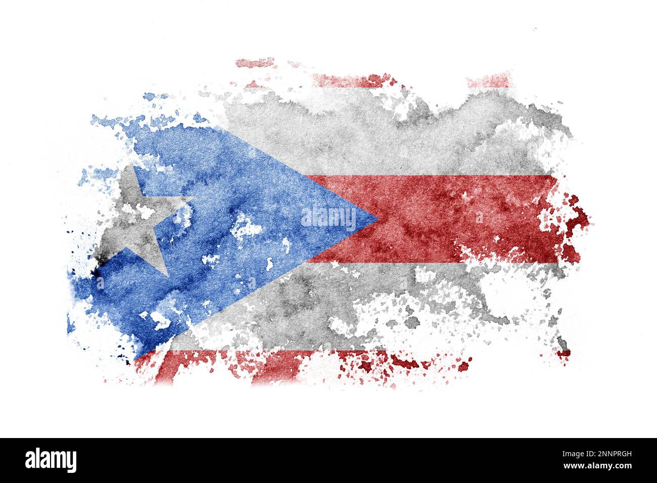 Puerto Rico flag background painted on white paper with watercolor ...