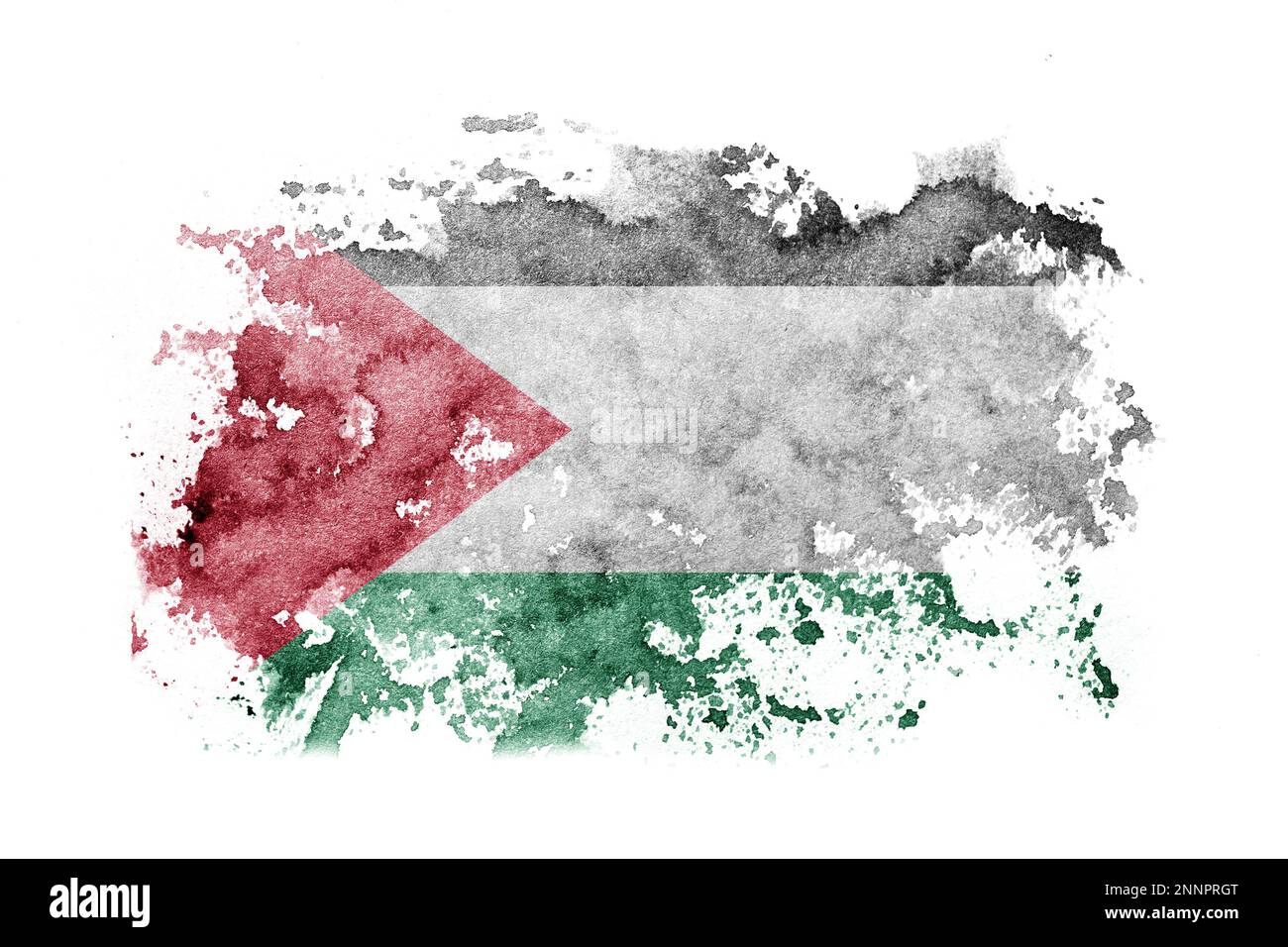Palestine, Palestinian flag background painted on white paper with ...