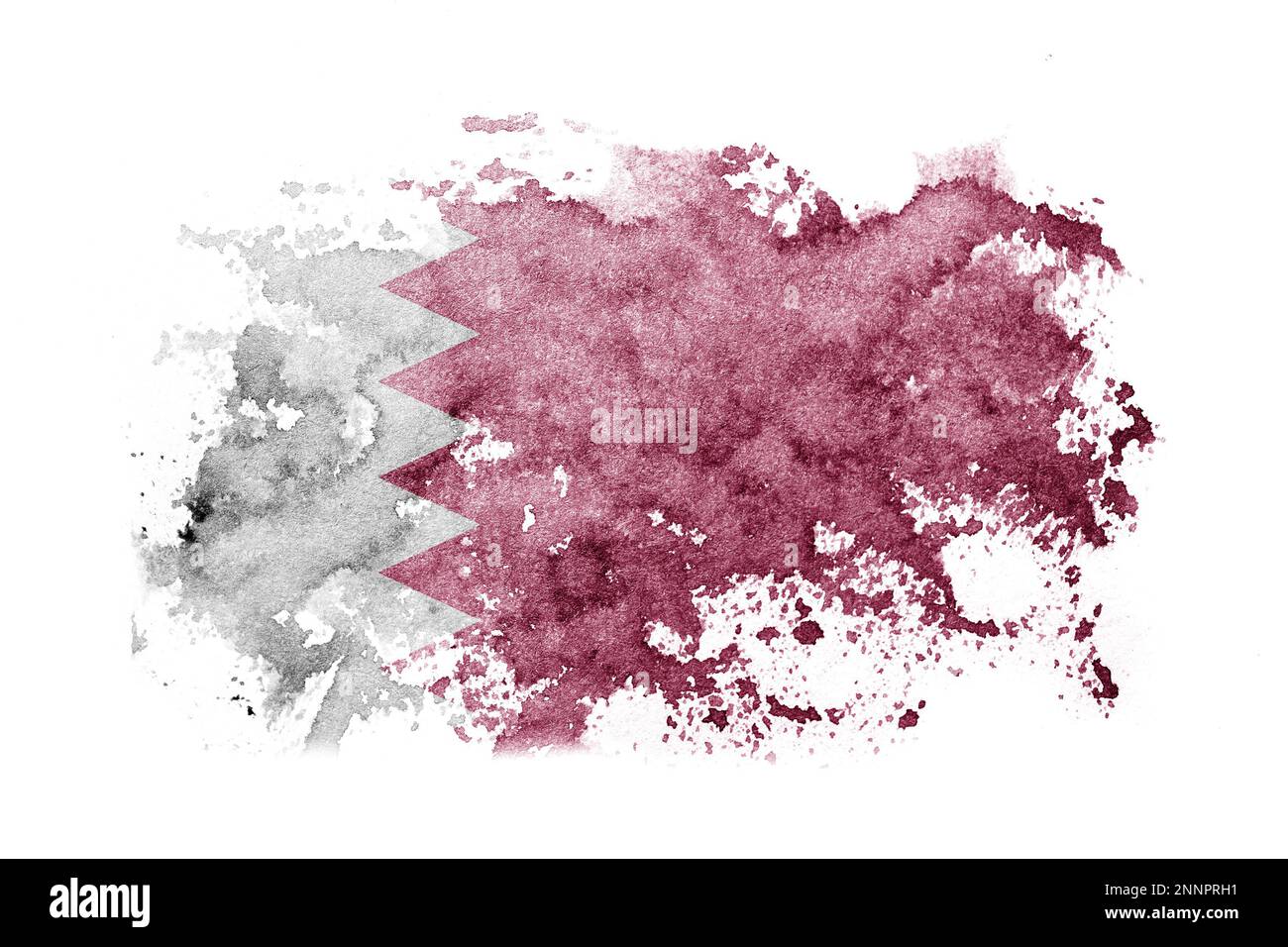 Qatar, Qatari flag background painted on white paper with watercolor ...